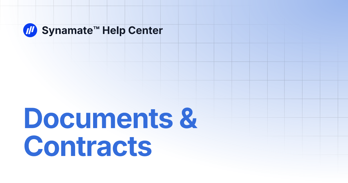 Documents & Contracts | Synamate™ Help Center